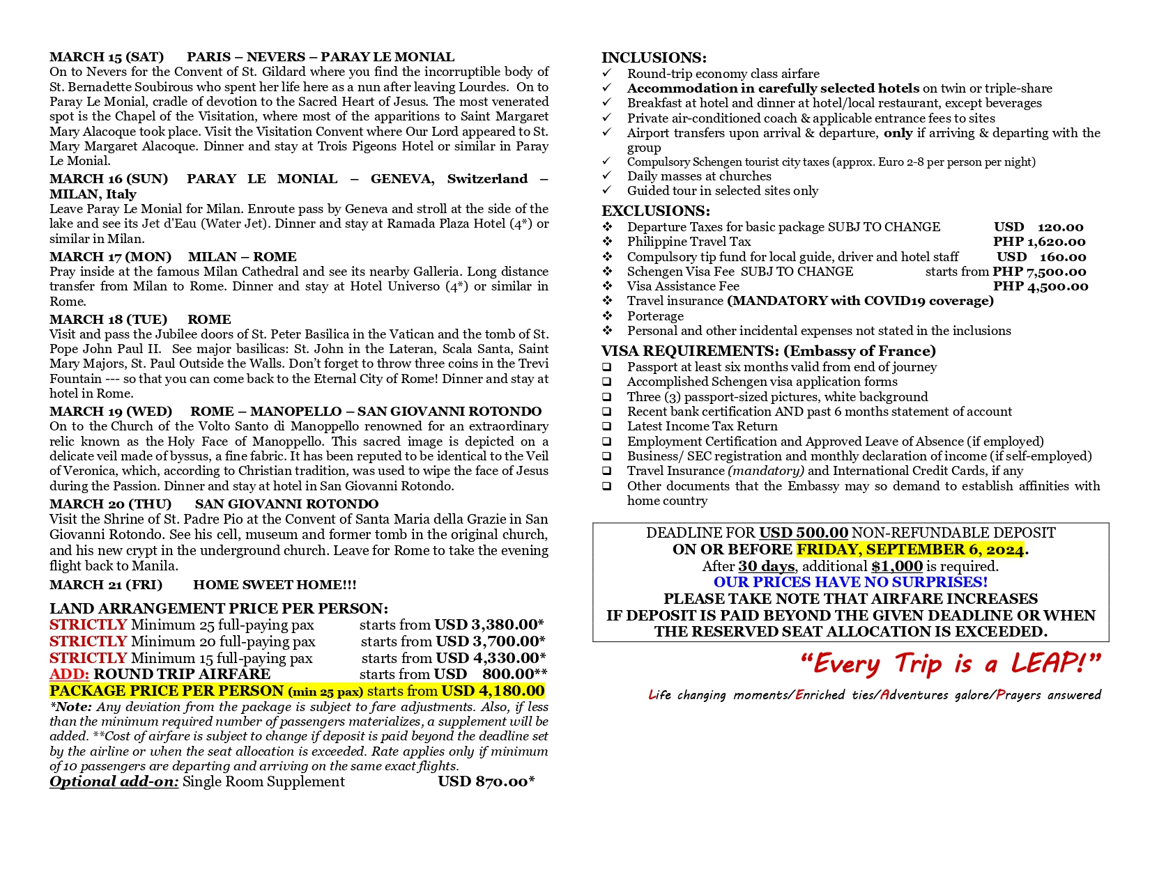 PACKAGE TOURS - Morelia Tours and Travel Inc.